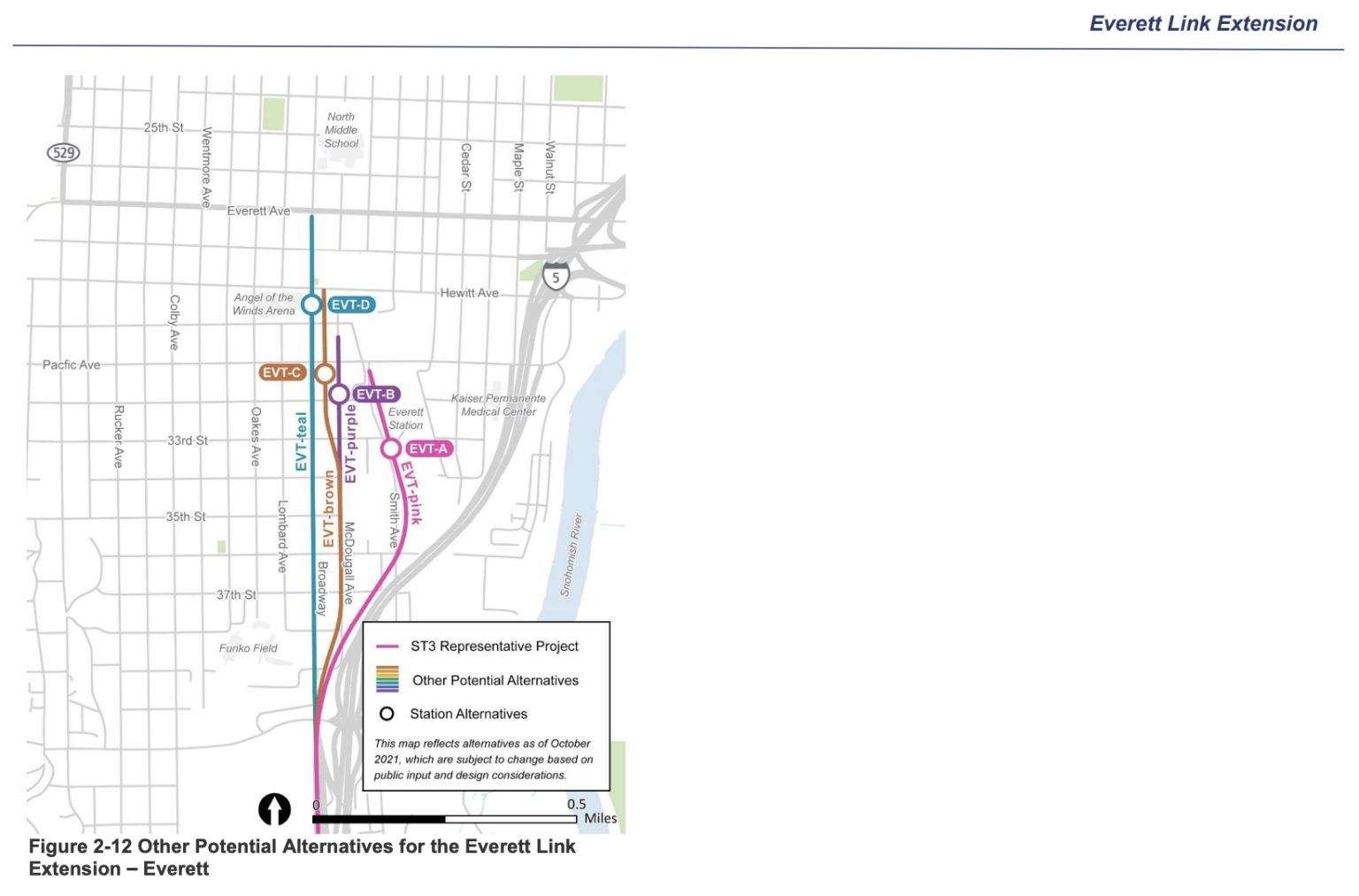 A First Peek at Proposed Everett Link Light Rail Alignments » The Urbanist