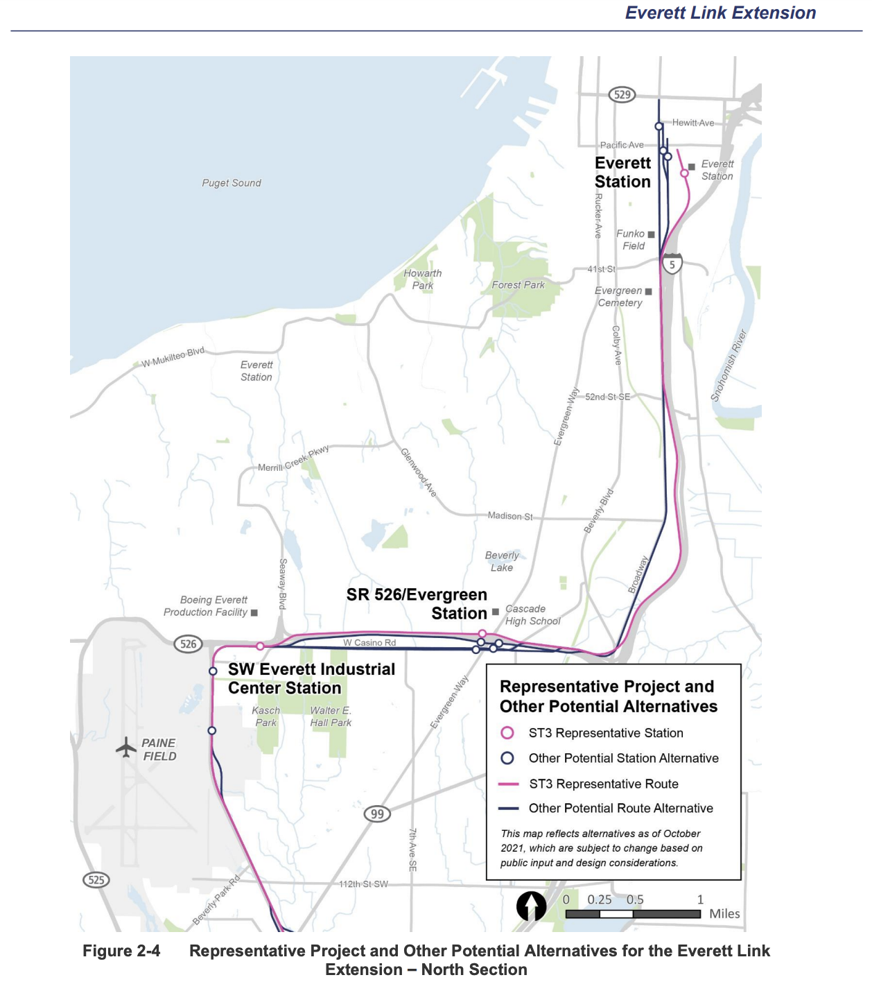 A First Peek at Proposed Everett Link Light Rail Alignments » The Urbanist